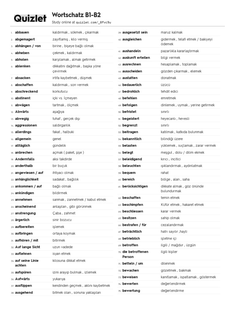 Kelime Listesi B1-B2 | PDF