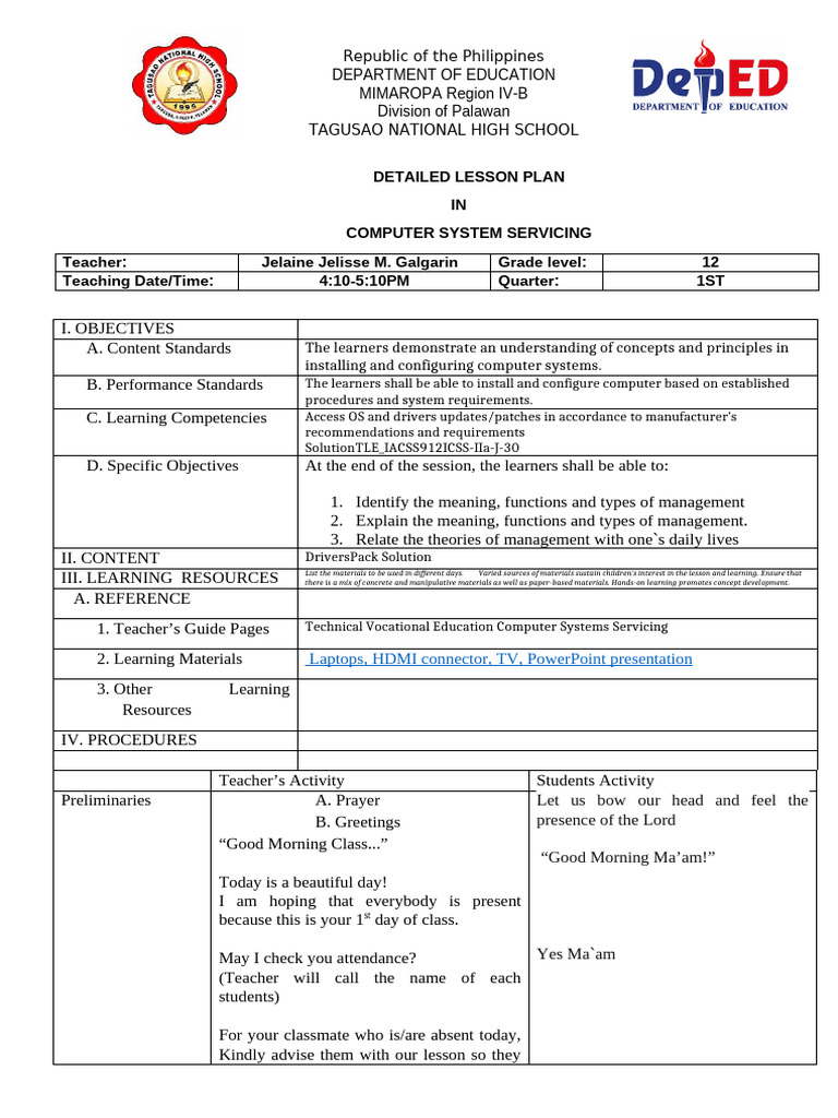 DLP Q2 Ict CSS9 | PDF | Educational Assessment | Learning