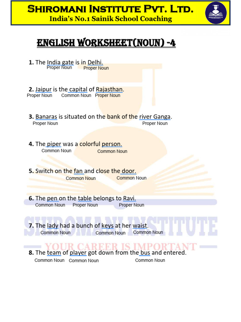 NOUN 4 ENGLISH HOMEWORK Durgansh | PDF