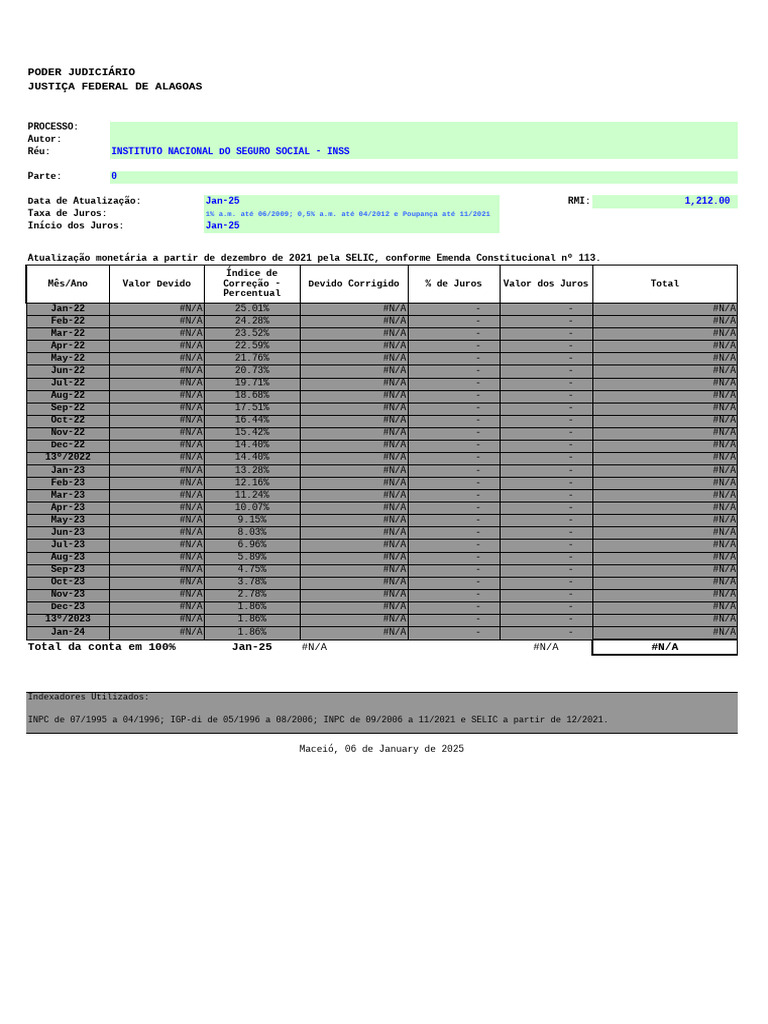 Beneficio_Mínimo - 2024 - INPC - SELIC - (EC 113) | PDF