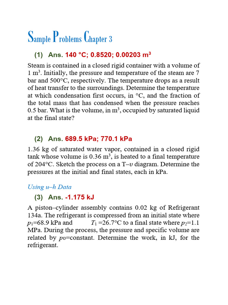 Sample Ch 3 I | PDF | Steam | Enthalpy