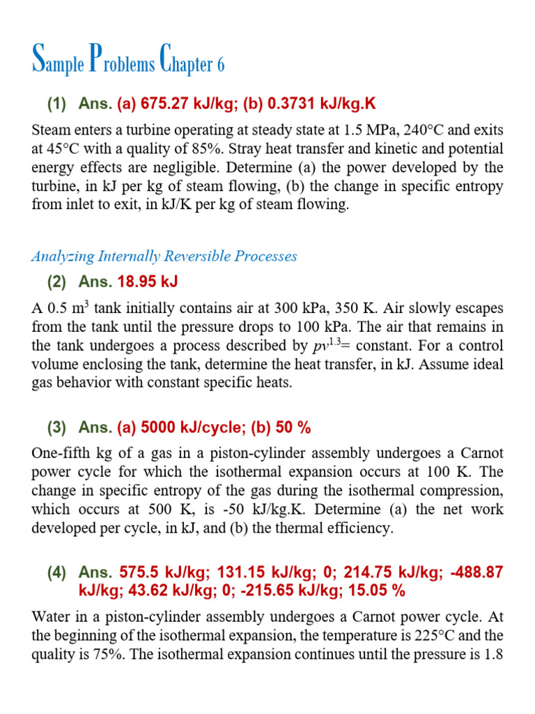 Thermodynamics Problem Set | PDF | Heat | Gases