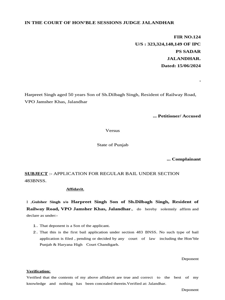 Harpreet Affidavit BNSS-1 | PDF