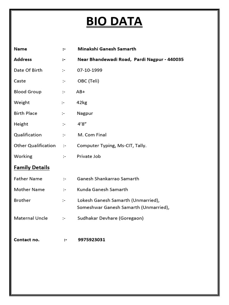 Biodata 1 | PDF