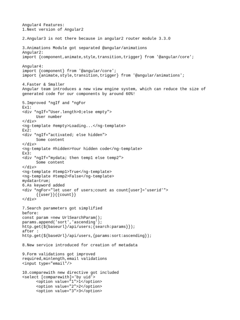 Angular4 Features Pdf Java Script Computing 7696