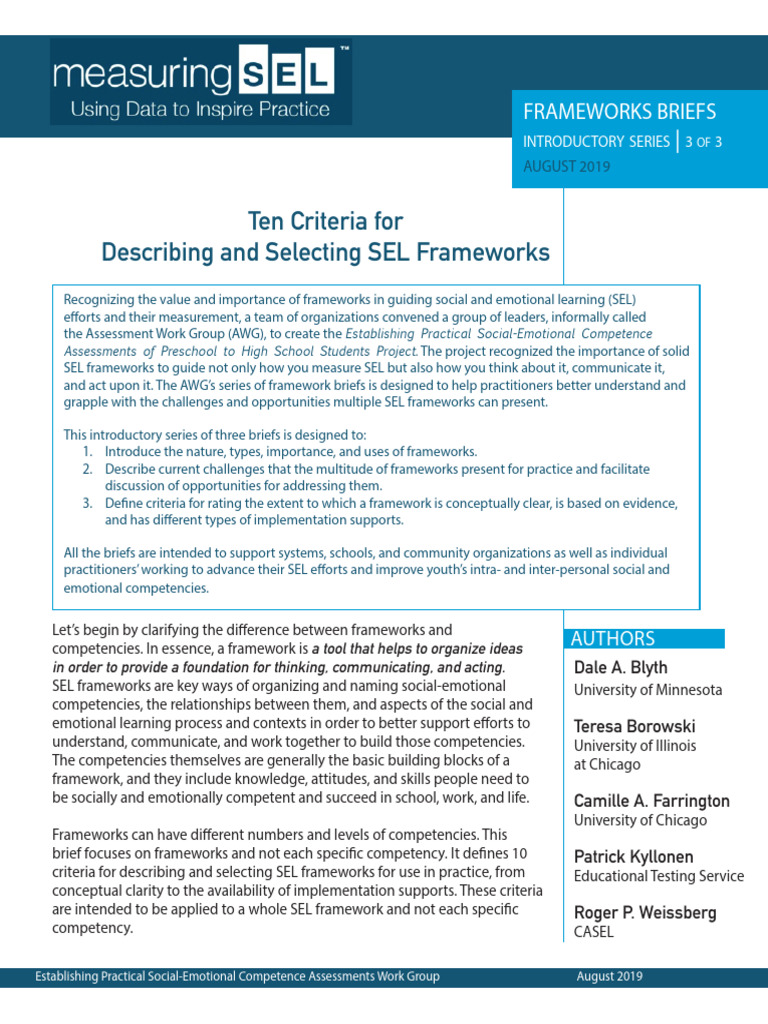 CASEL-Resource-10-Criteria-SEL-Frameworks | PDF | Attitude (Psychology ...
