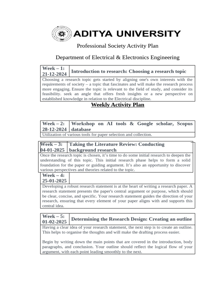 Electrical Research Paper Activity Plan | PDF | Academic Publishing ...