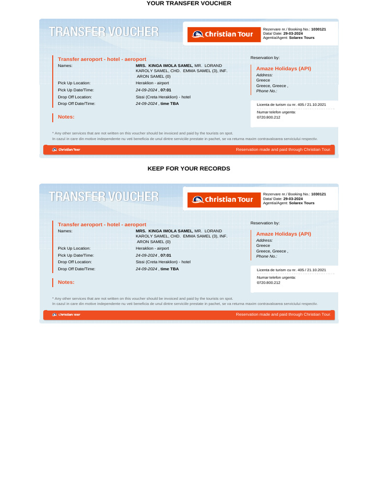 Heraklion Airport Transfer Voucher | PDF