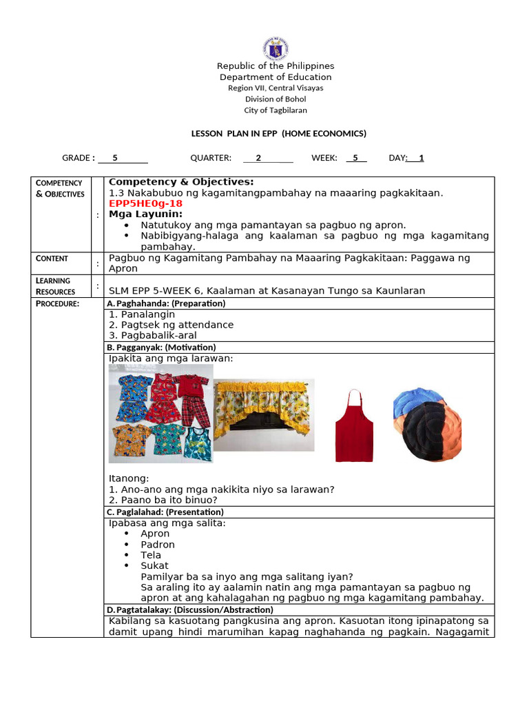 EPP5-PLP-Q2-W5-Day-1-5-1 | PDF