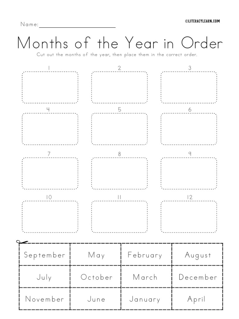 Months of The Year Cut & Paste in Order | PDF