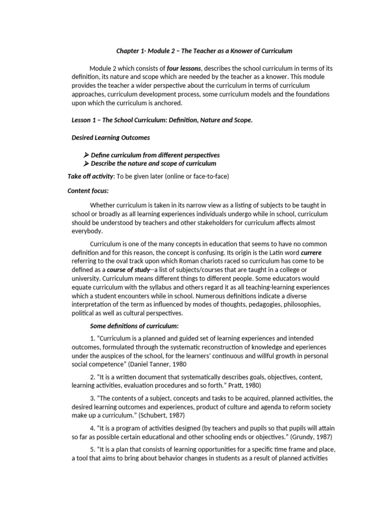 Chapter 1 Module 2 Lesson 1 | PDF | Curriculum | Cognition