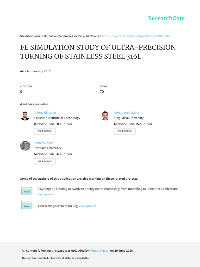 Abdelaziz Et Al. 2016 - FE Simulation Study of Ultra Precision Turning ...