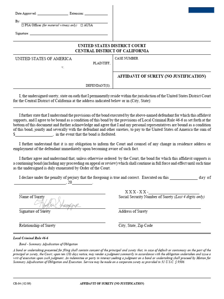 Fillable Affidavit of Surety - Diaz | PDF | Affidavit | Surety