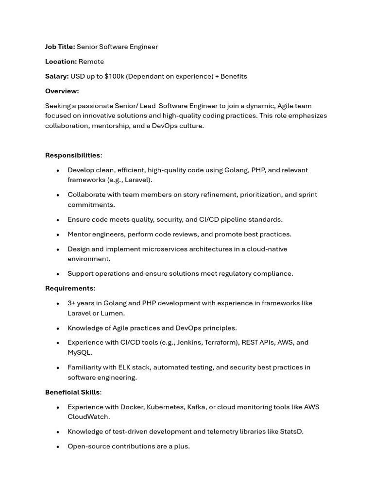 Senior - Lead Software Engineer | PDF