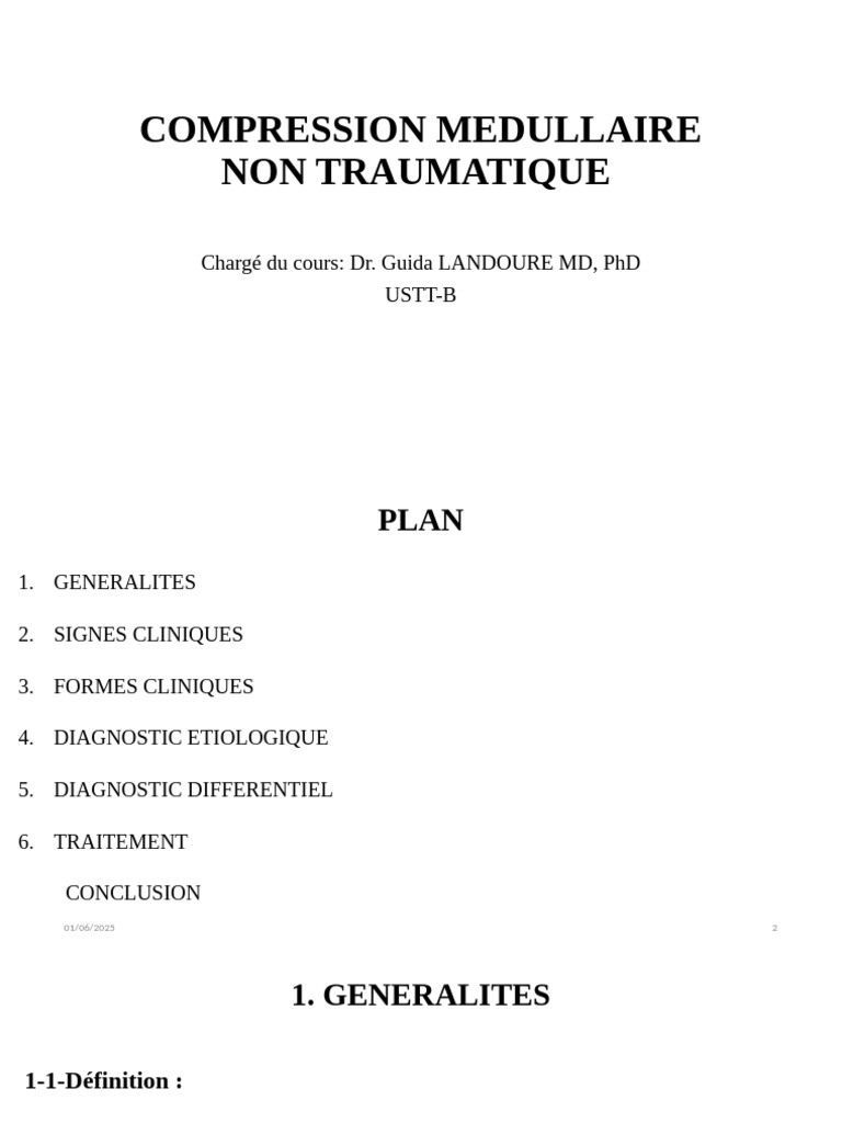 Compression Médullaire: Diagnostic et Traitement | PDF | Traumatisme ...
