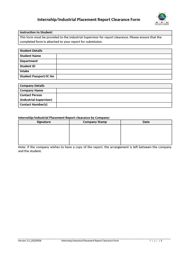 2-03 Internship Report Clearance Form | PDF