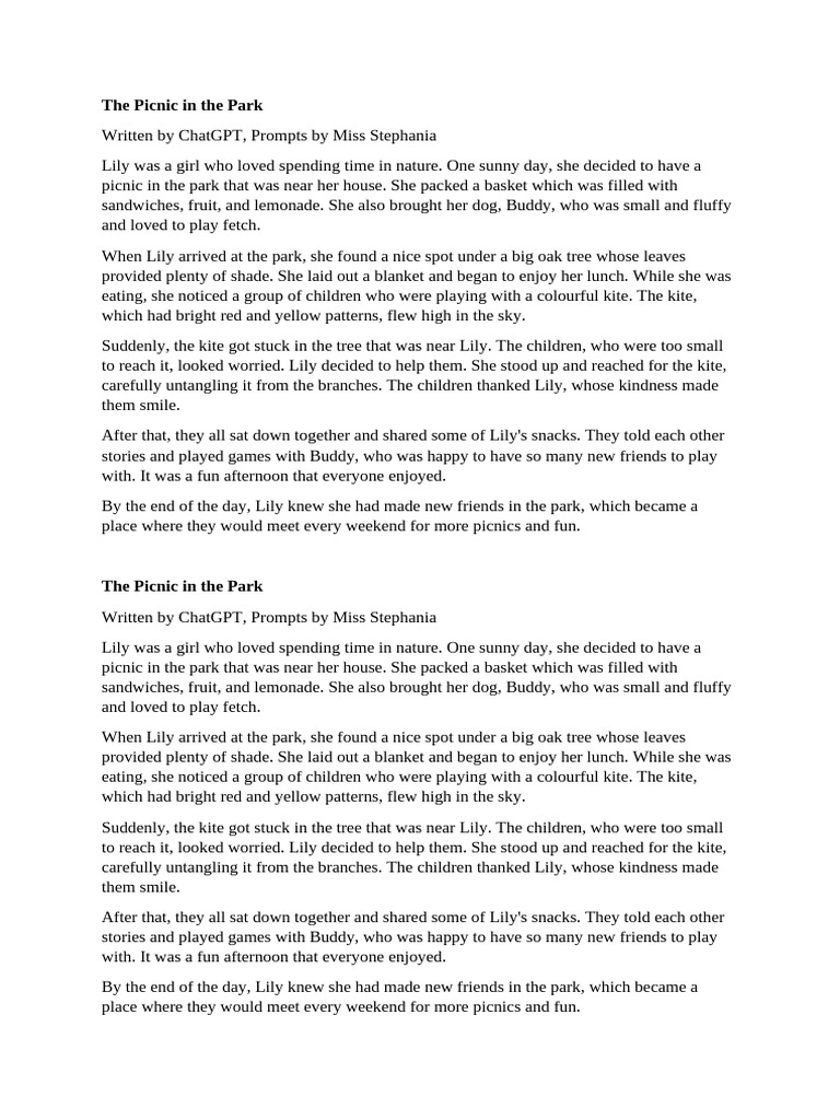 The Picnic in the Park- relative pronouns clauses | PDF | Picnic