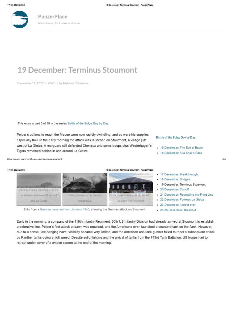 19 December - Terminus Stoumont - PanzerPlace | PDF | Tiger I | Tanks
