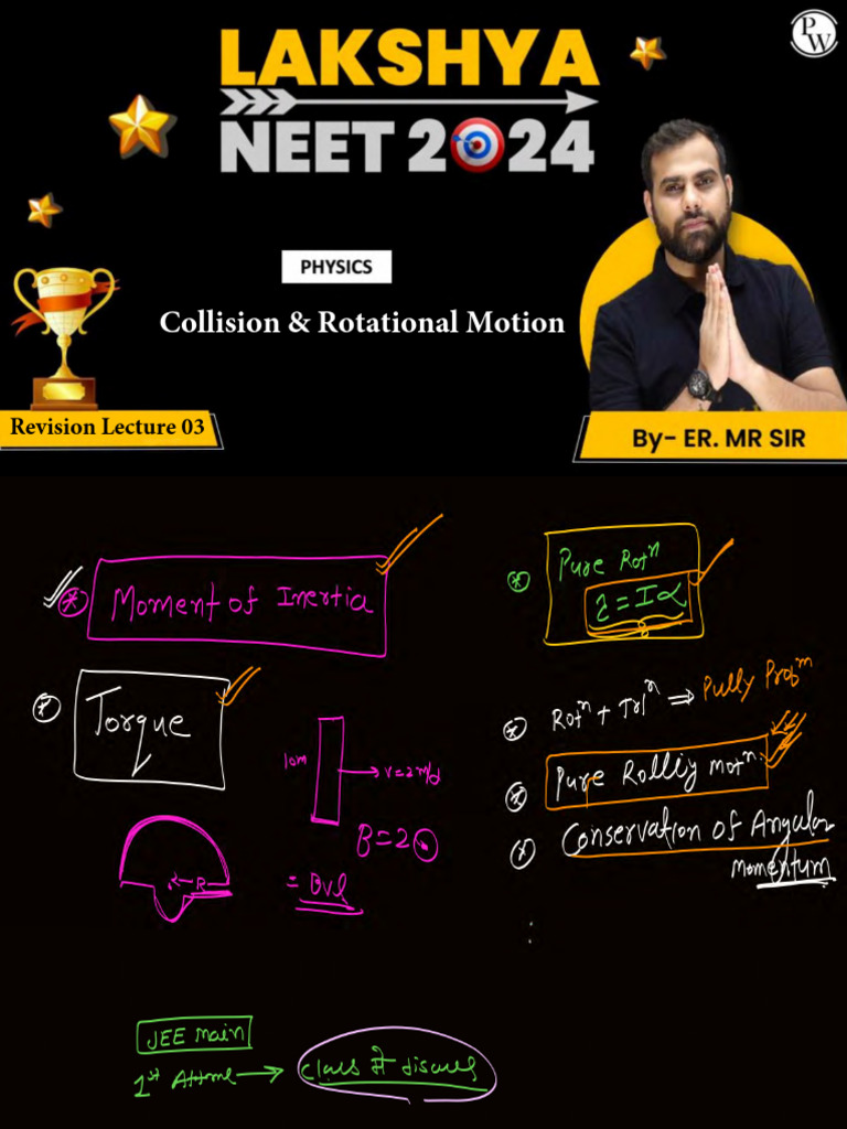 Collision & Rotational Motion (Revision 03) - Class Notes - Lakshya ...
