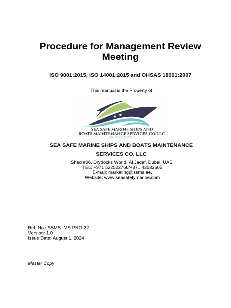 22 - Procedure For Management Review Meeting | PDF | Occupational ...