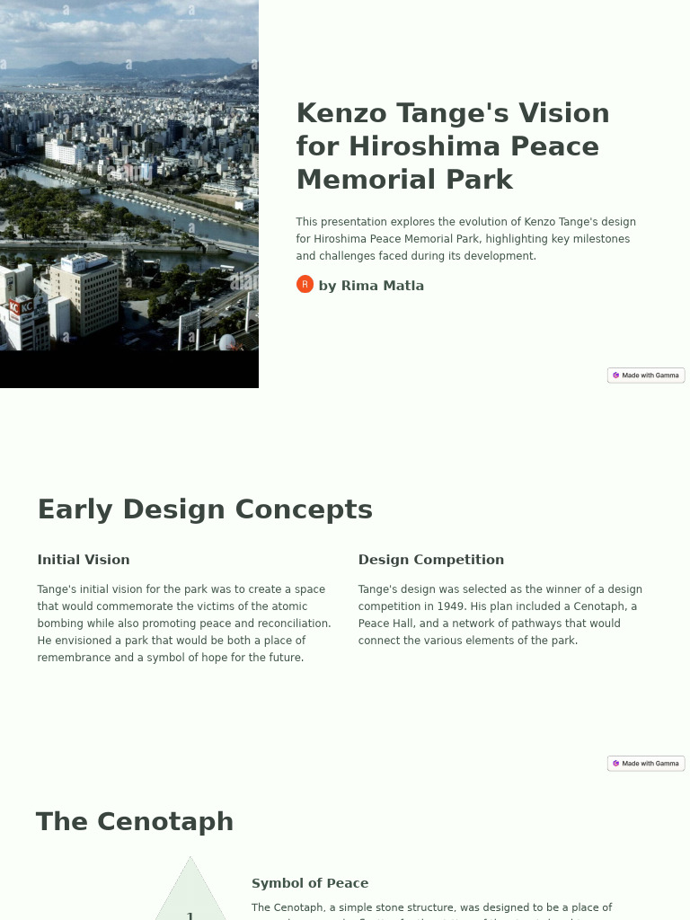 Kenzo Tanges Vision For Hiroshima Peace Memorial Park | PDF | Radioactivity | Nuclear Weapons