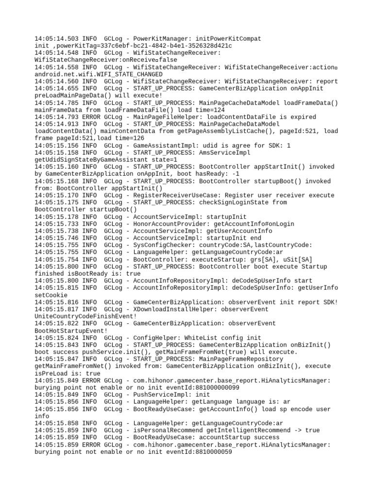 GameCenter Startup and Errors Log | PDF | Software Development | World Wide Web