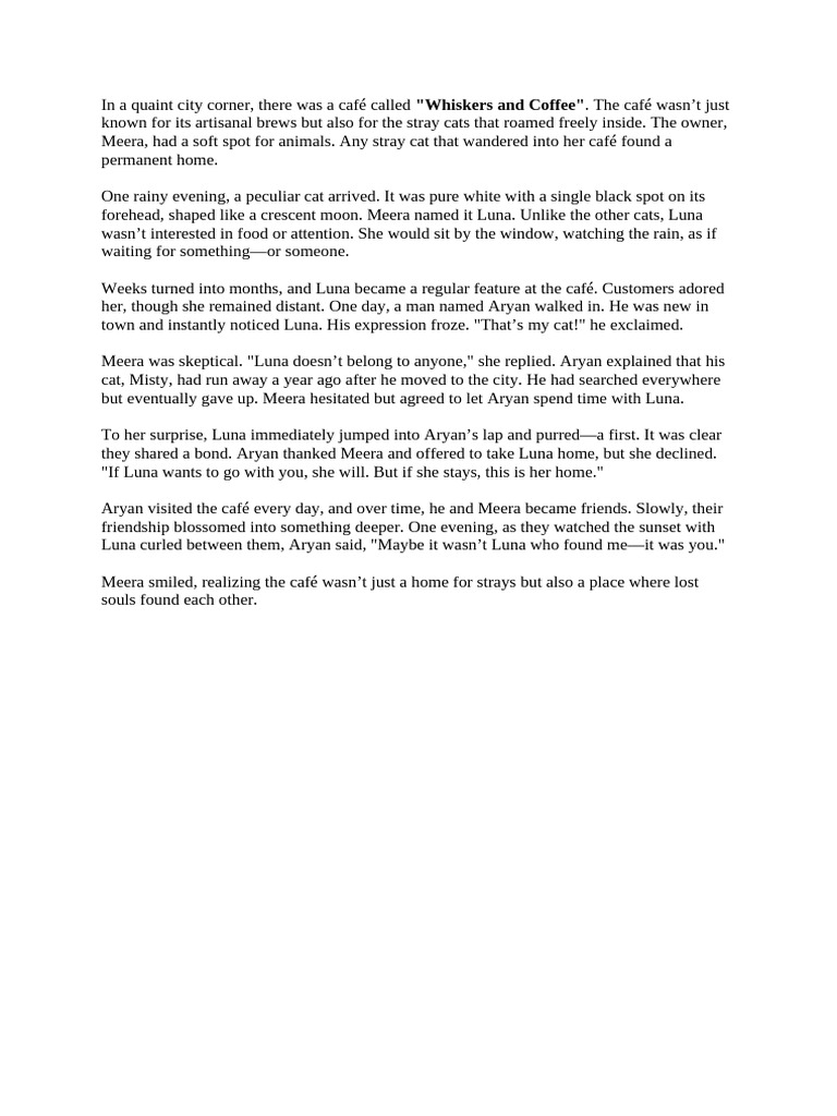 Story 2 - The Stray Cat Cafe | PDF