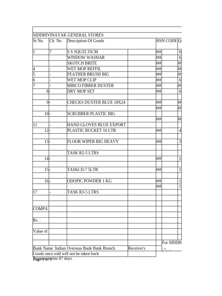 Siddhivinayak General Stores Invoice | PDF | Government Of India ...