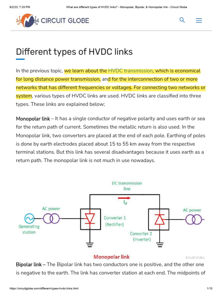 What Are Different Types of HVDC Links - Monopolar, Bipolar ...