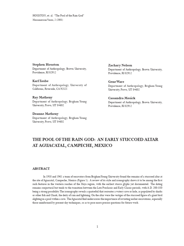 The Pool of The Rain God An Early Stucco | PDF | Maya Civilization ...