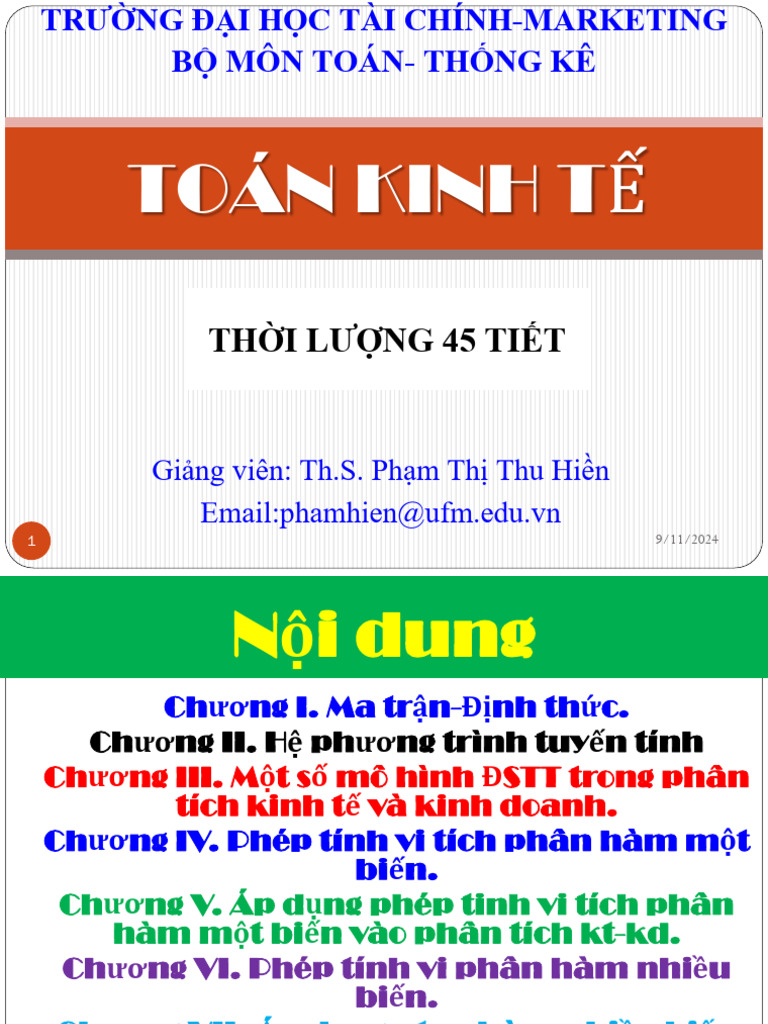 CHUONG I. MA TRAN VA DINH THUC-2024 | PDF