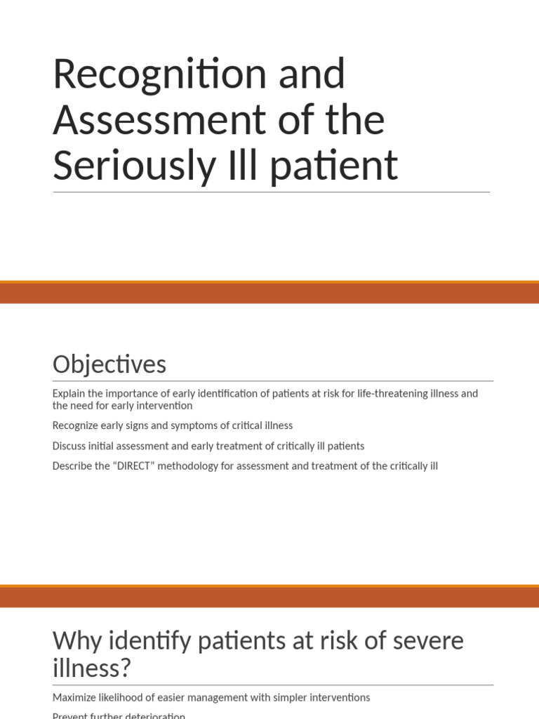 Assessment of Seriously Ill Patients | PDF | Blood | Causes Of Death