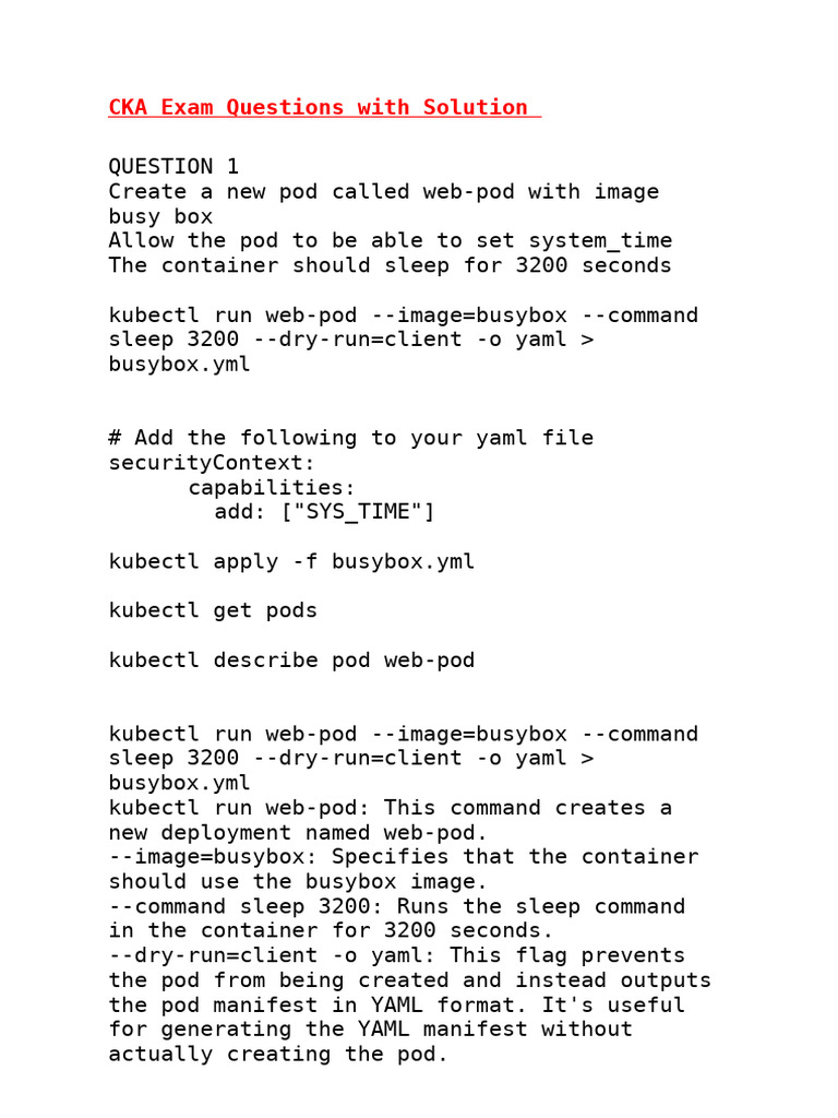 Kubernetes Exam Solutions | PDF | Domain Name System | Computing