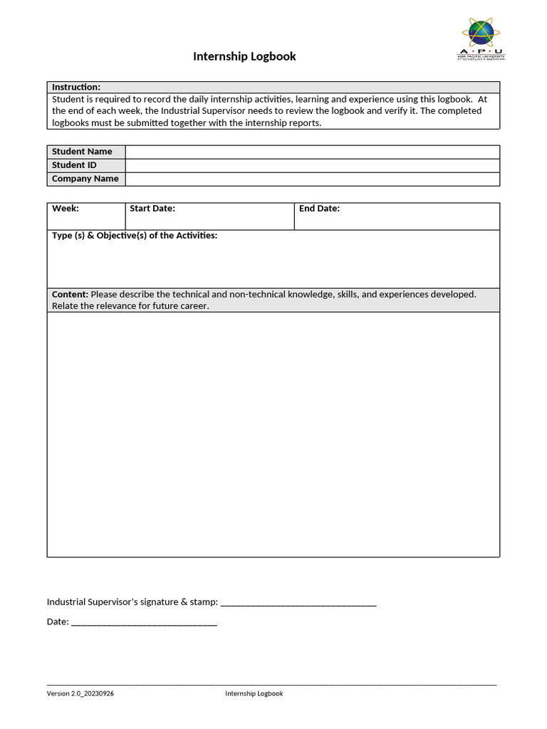 2-04 Internship Logbook | PDF