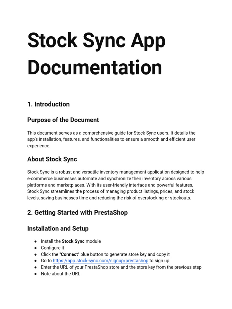 Stock Sync App Documentation | PDF | Software | Computing