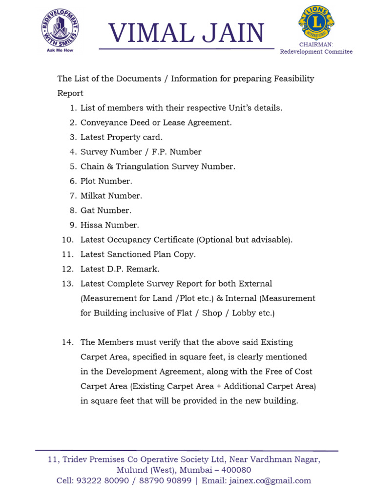 Check List - Feasibilty Report | PDF