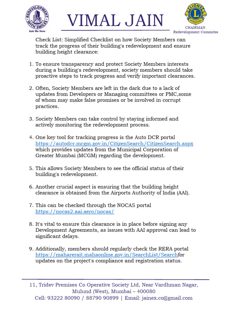 Check List - How To Track Building Redevelopment Progress Compliances | PDF