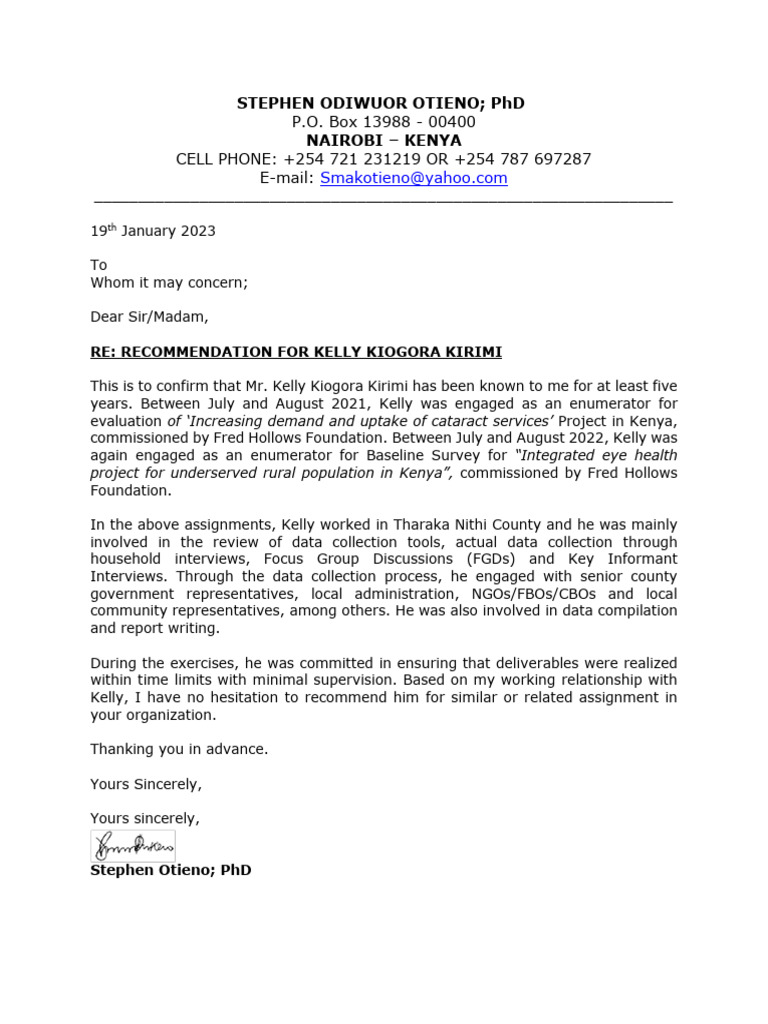 Recommendation for Kelly Kiogora Kirimi (3) | PDF