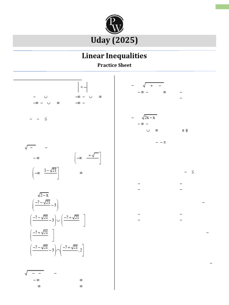 Linear Inequalities Practice 2025 | PDF | Mathematical Analysis ...