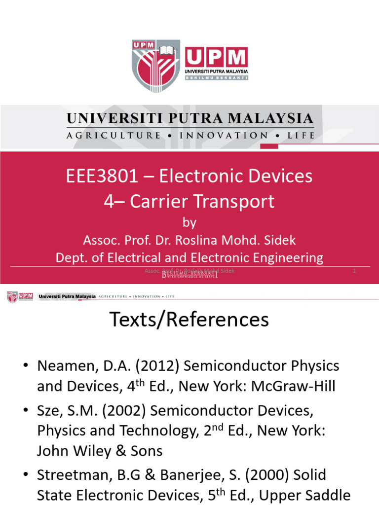 4-Carrier Transport | PDF | Electrical Resistivity And Conductivity | Doping (Semiconductor)