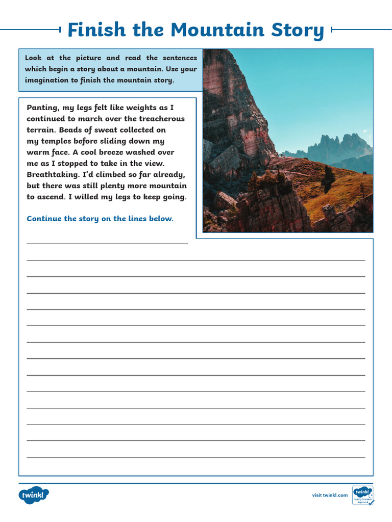t e 1724061914 Finish the Mountain Story Writing Template Ver 1 | PDF