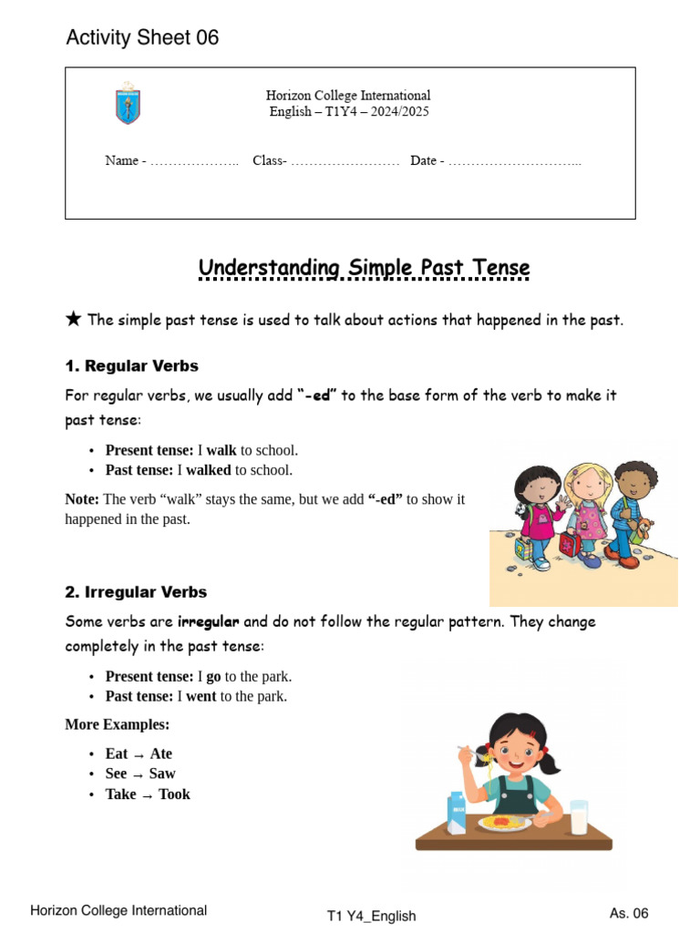 Worksheet - Simple Past Tense | PDF | Verb | Linguistics