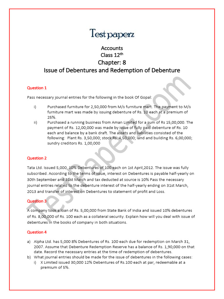 Debenture Transactions and Journal Entries | PDF | Interest | Debenture