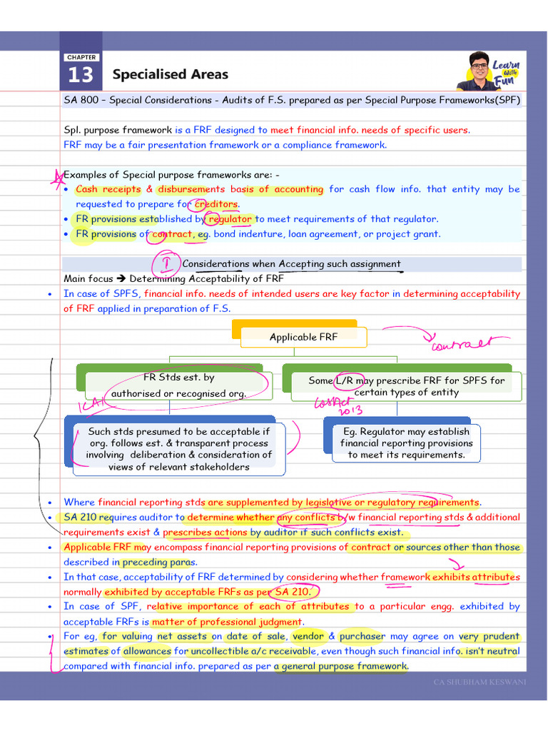 SA 800: Auditing Special Purpose Frameworks | PDF | Audit | Auditor's ...
