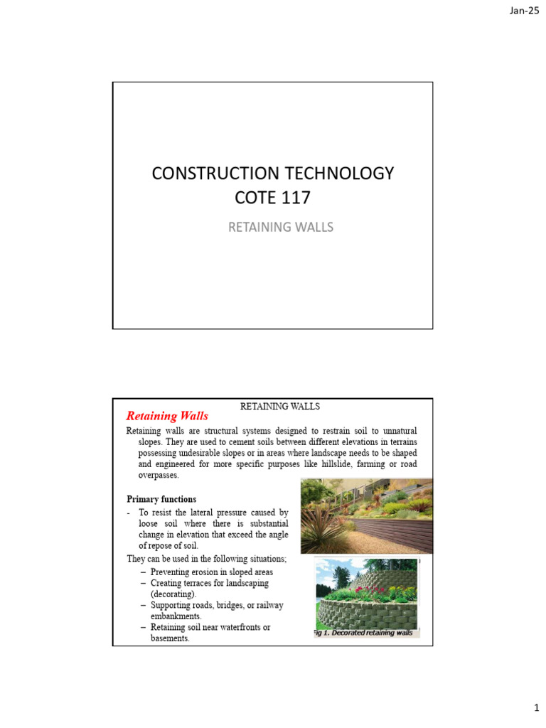 Lesson 10 Retainjng Walls | PDF | Earth Sciences | Structural Engineering