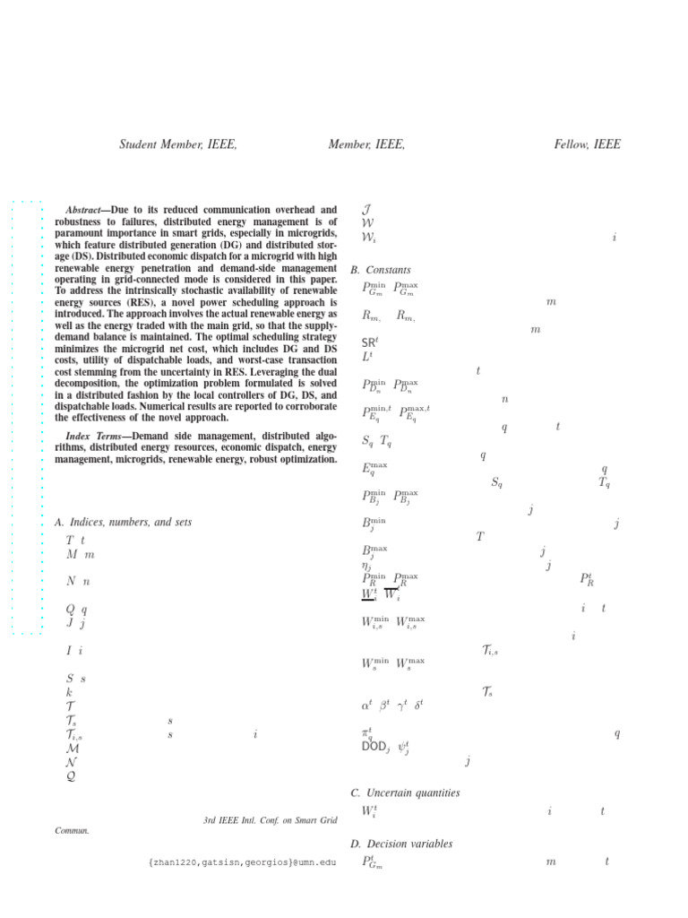 Robust Energy Management For Microgrids With High-Penetration Renewables | PDF | Distributed ...