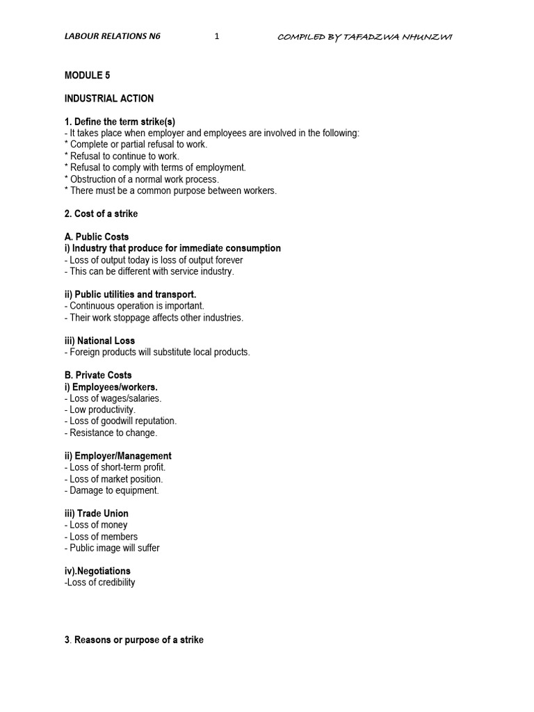 Understanding Industrial Action in Labour Relations | PDF | Strike ...