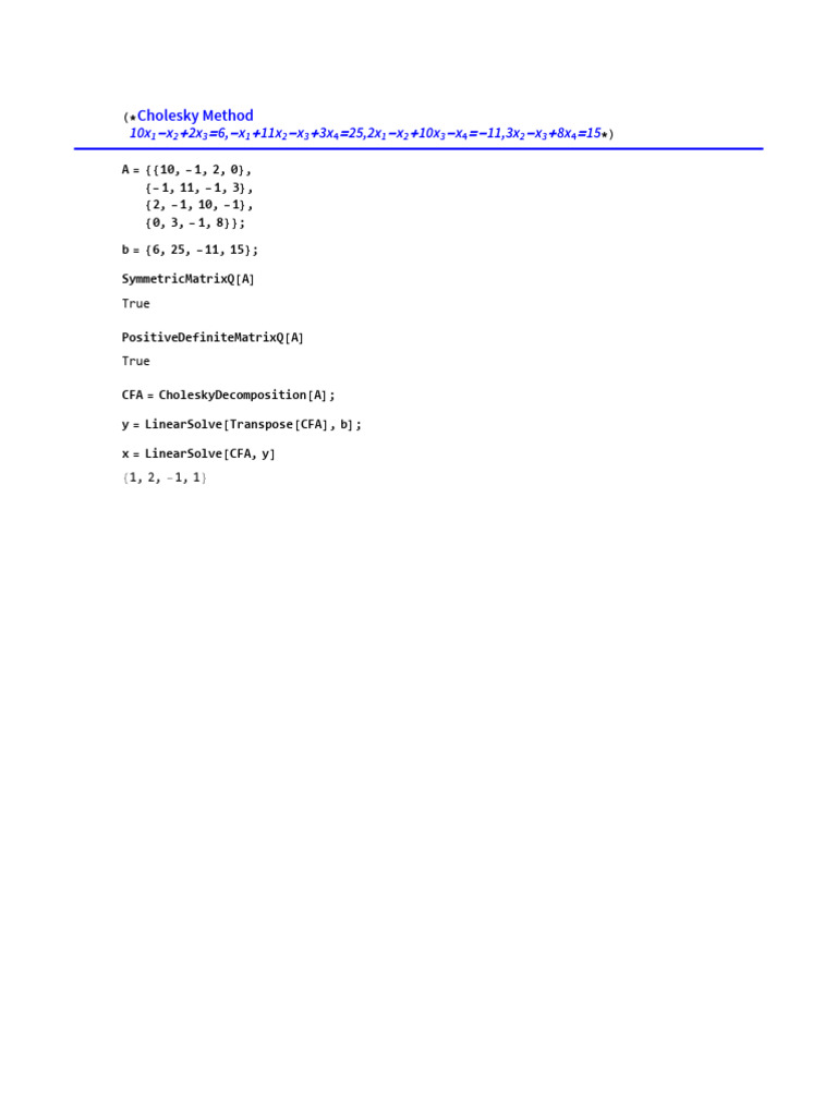 Cholesky Method | PDF