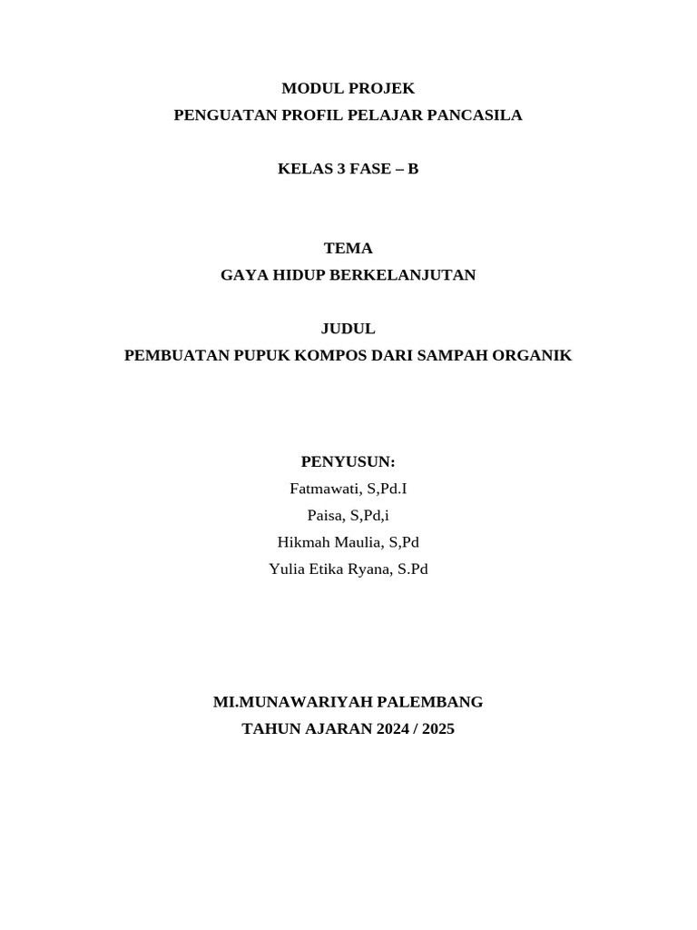 REvisi MODUL PROJEK Kompos Kls 3 | PDF