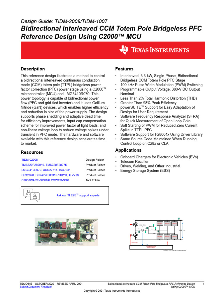 tidud61e_totempole_datasheet | PDF | Power Inverter | Electrical Engineering